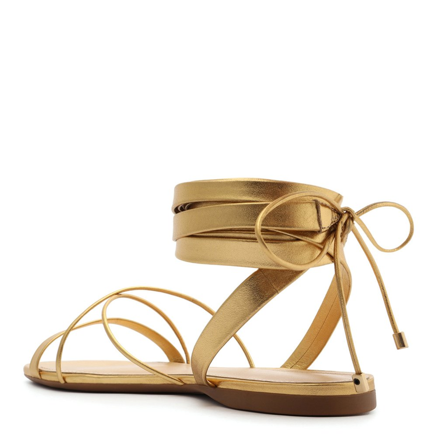 Sandália Rasteira Gladiadora Dourada Arezzo Tiras | ZZ MALL