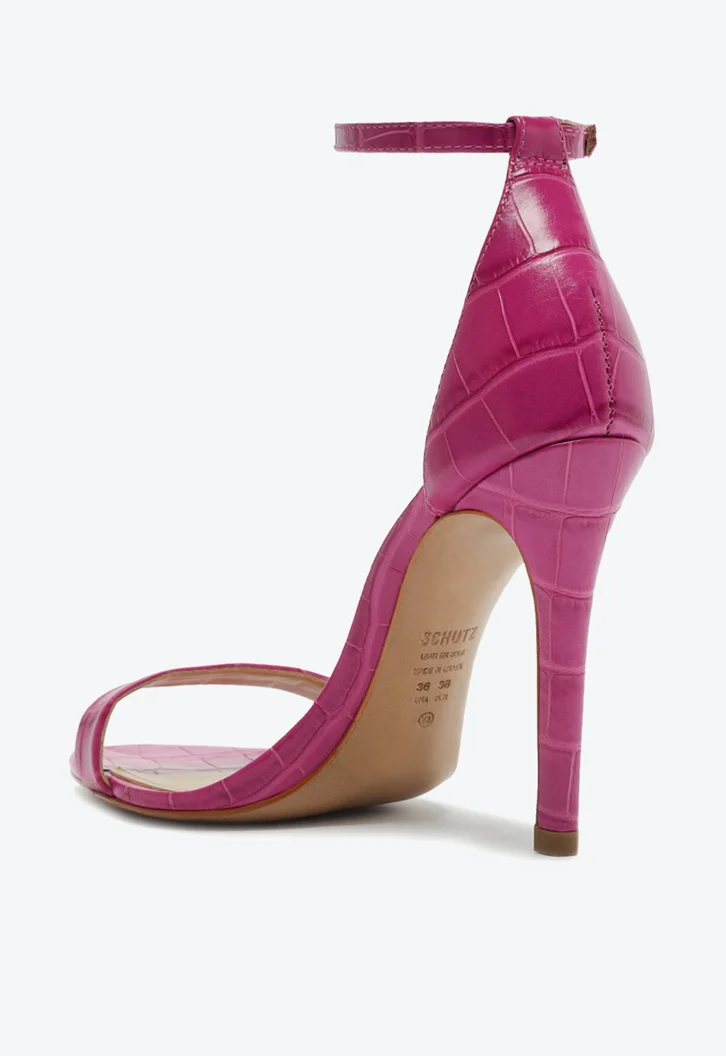 Sandália Rosa Schutz Gisele Salto Alto Couro | ZZ MALL