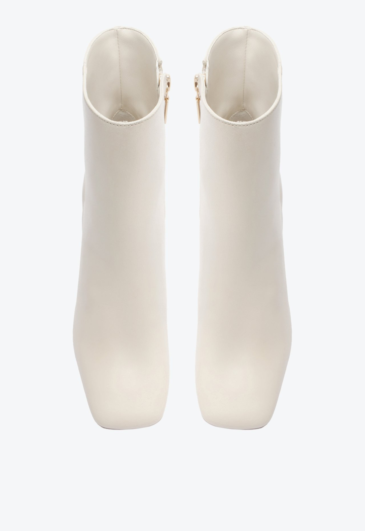 Bota Branca Schutz Salto Barra Couro | ZZ MALL