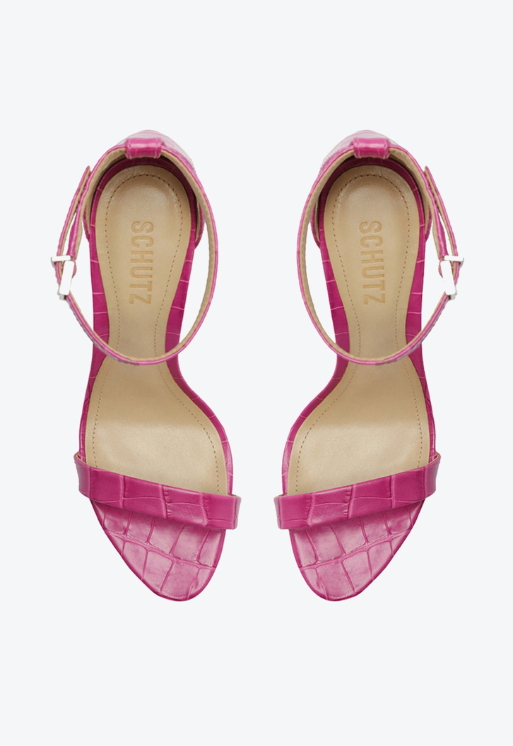 Sandália Rosa Schutz Gisele Salto Alto Couro | ZZ MALL