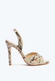 Sandália Natural Schutz Salto Alto Keefa Sling Couro Snake | ZZ MALL