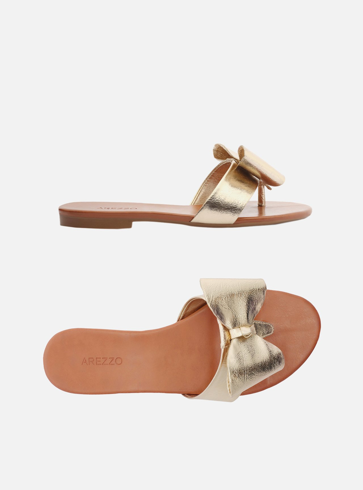 Rasteira Dourada Arezzo Laço Minnie | ZZ MALL