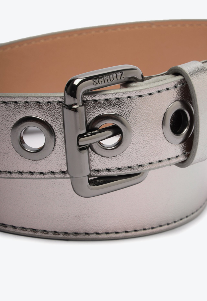 Cinto Prata Schutz Médio Dipsy Couro | ZZ MALL