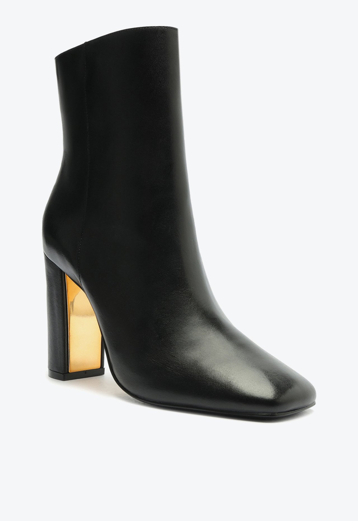 Bota Preta Schutz Salto Barra Couro | ZZ MALL