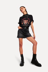 SAIA PRETA REVERSA JEANS HIGH BLACK | ZZ MALL