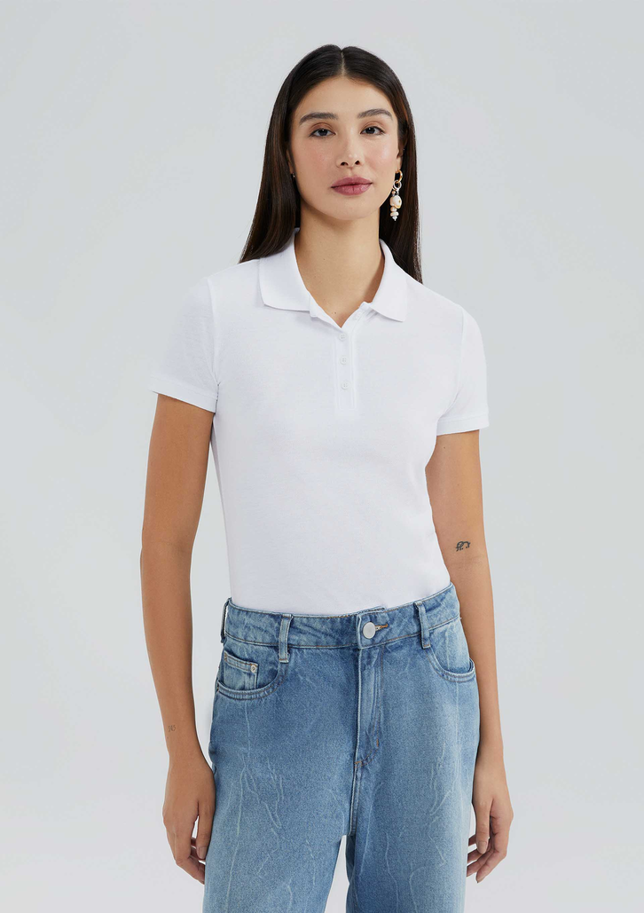 Camisa Branca Hering Polo Básica Slim Manga Curta | ZZ MALL
