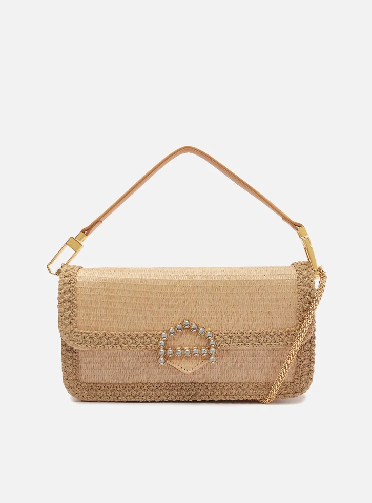 Bolsa Tiracolo Bege Arezzo Palha A001 Média | ZZ MALL